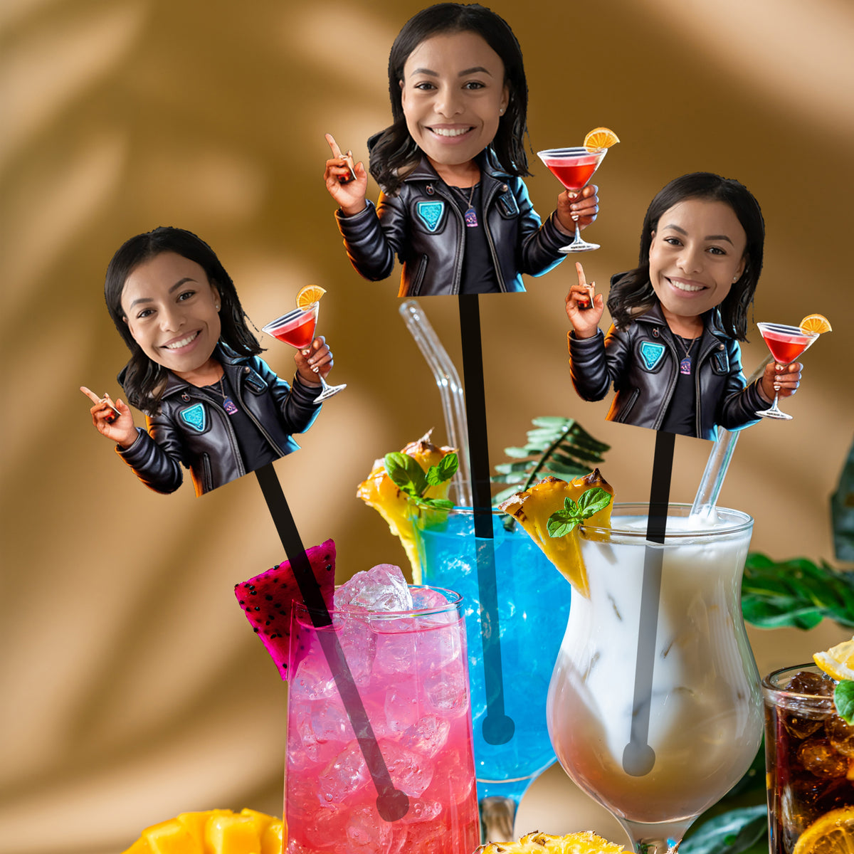 Bartender Custom drink stirrers personalized with face, stir sticks Cu – belovechain