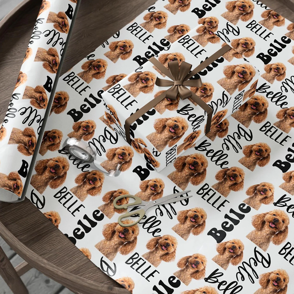 Custom Wrapping Paper Using Pet Photo Personalized Dog Christmas ...