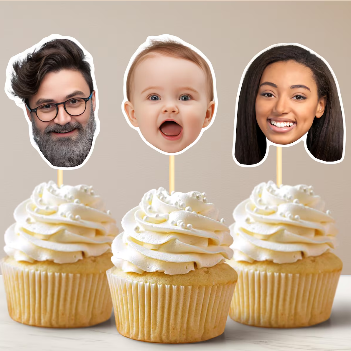 Photo Cupcake Toppers Face Cupcake Topper Baby Face Cupcake Topper Face ...