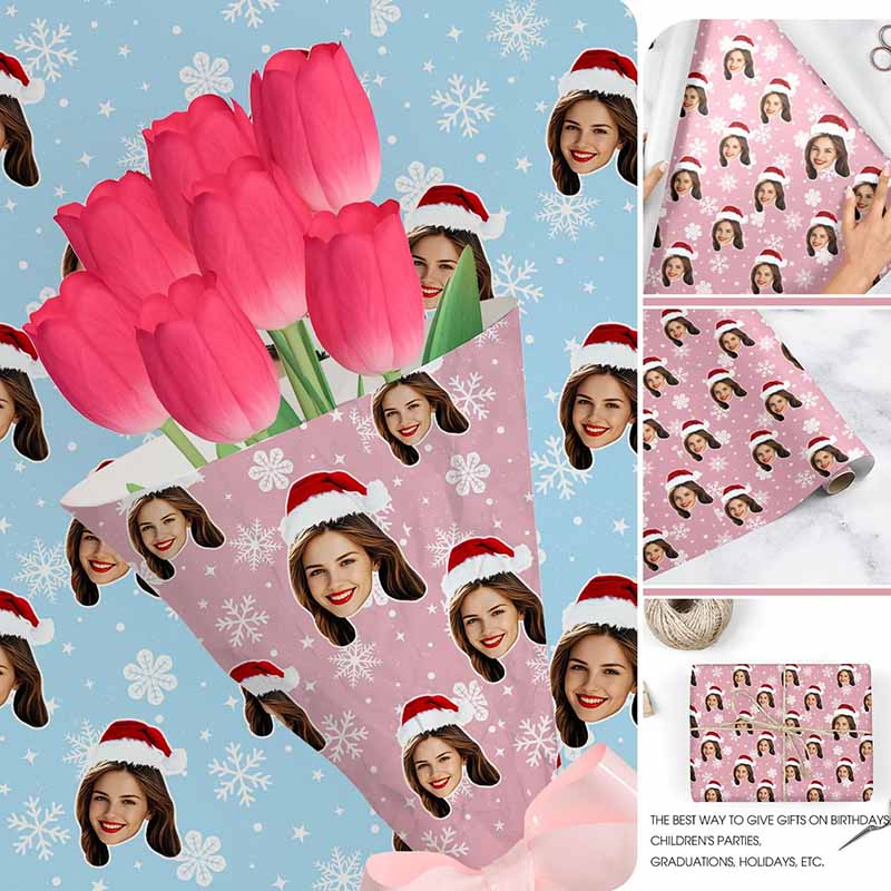Custom Photo Birthday Wrapping Paper, Christmas Gift Wrap, Happy ...