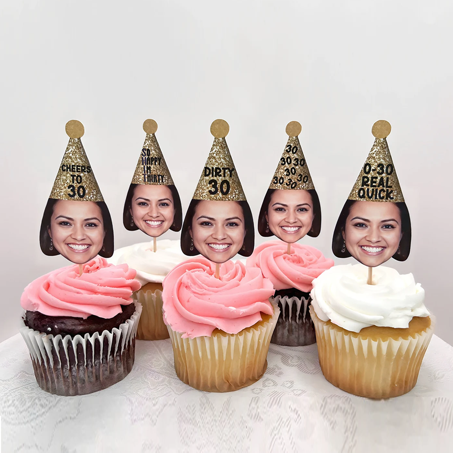 Custom Birthday Cupcake Toppers - Personalized Face Toppers with Age ...