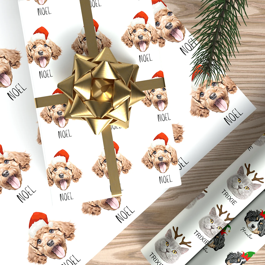 Custom Wrapping Paper Using Pet Photo Personalized Dog Christmas ...