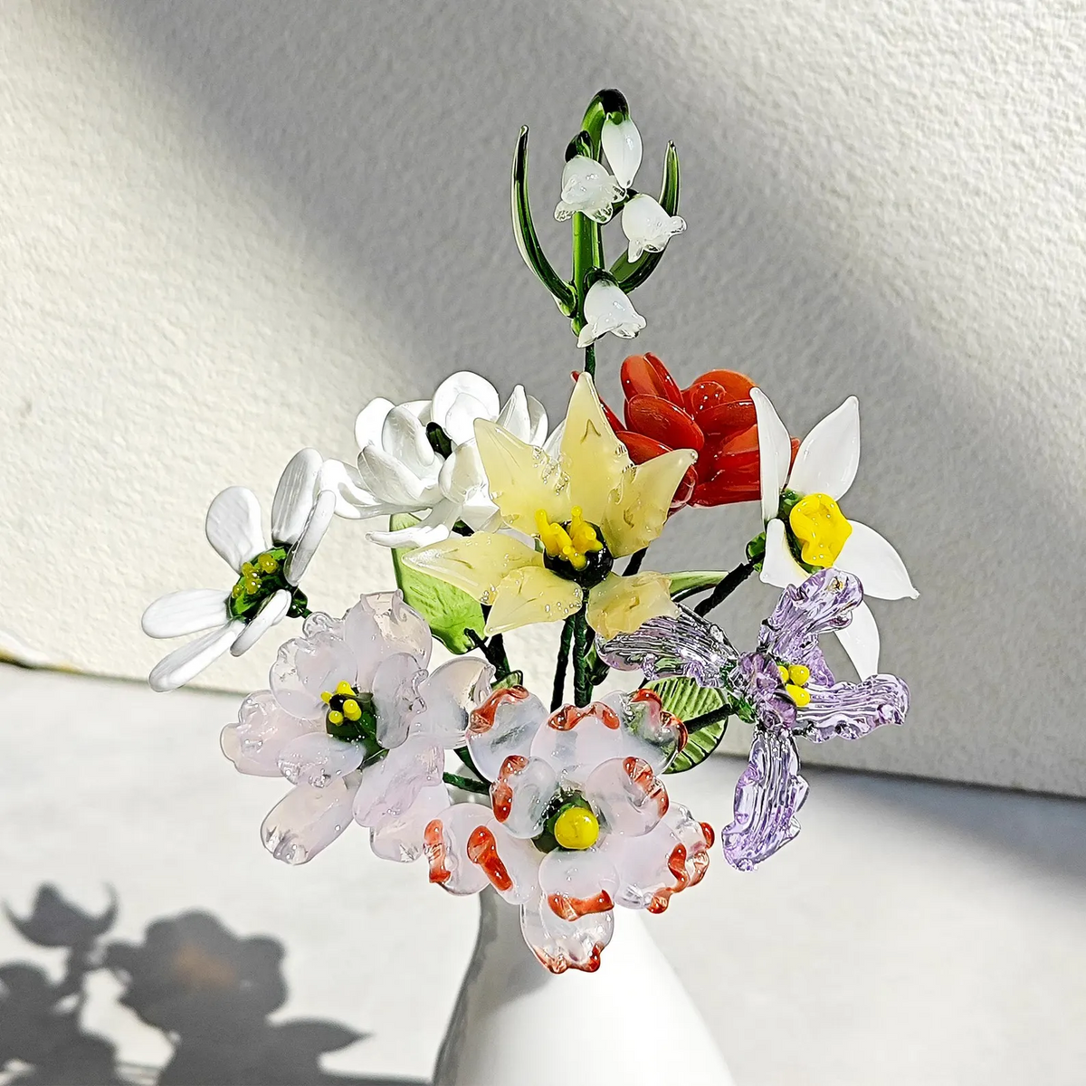 Handmade Glass Birth Month Flower, Birth Flower Bouquet, Flower ...