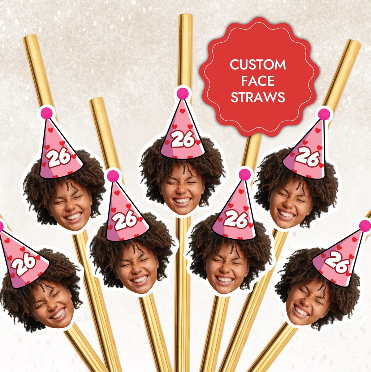 Customized Face Photo Custom Straws-Birthday Straw with Picture ...