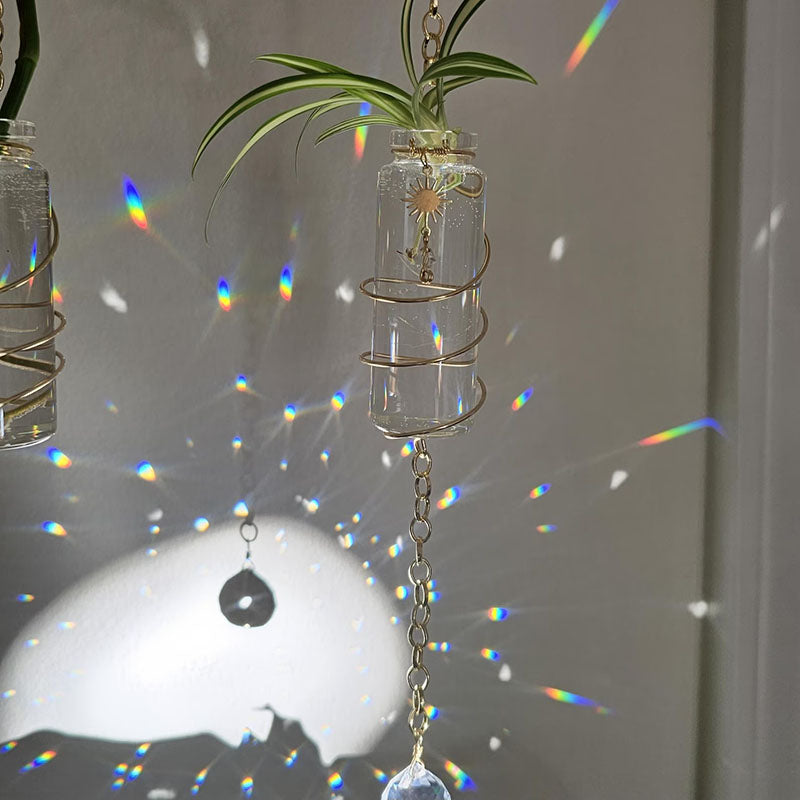 Plant Propagation Station Crystal Suncatcher - Boho Hanging Vase ...