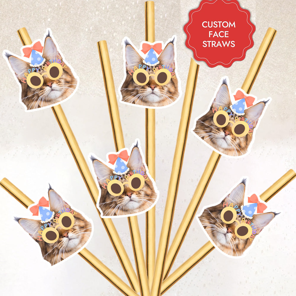 Customized Face Photo Custom Straws-Custom Pet Party Paper Straws ...