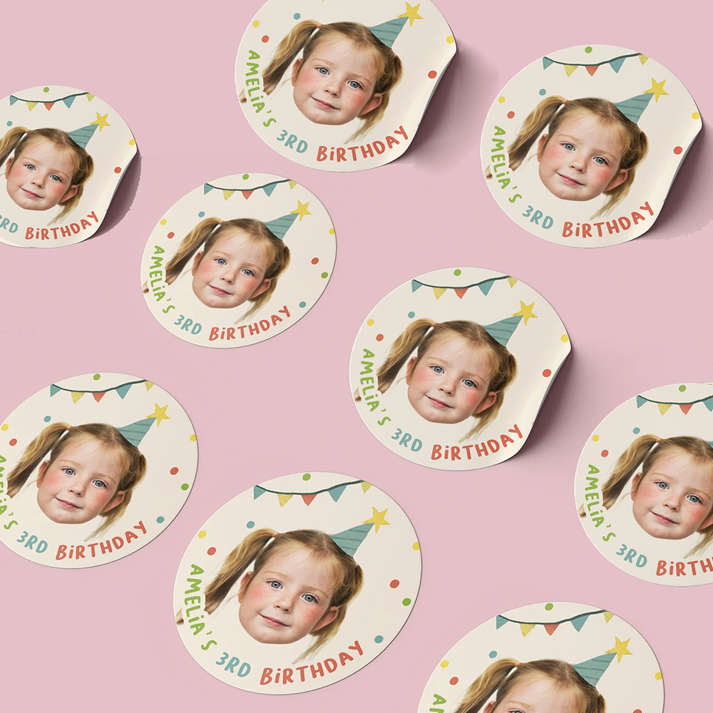 Personalized Kids Birthday Stickers | Custom Name Party Favor Stickers ...