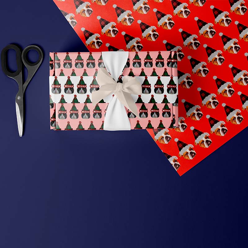 Custom Wrapping Paper Using Pet Photo Personalized Dog Christmas ...